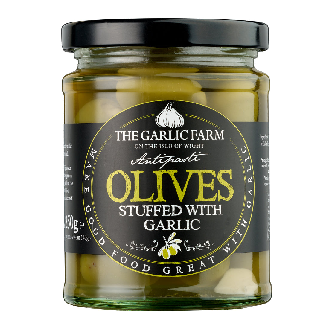 Green Olives Stuffed with Garlic | The Garlic Farm Isle of Wight
